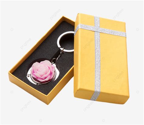 Yellow Box Houses Exquisite Pink Rose Keychains Access Isolated Key
