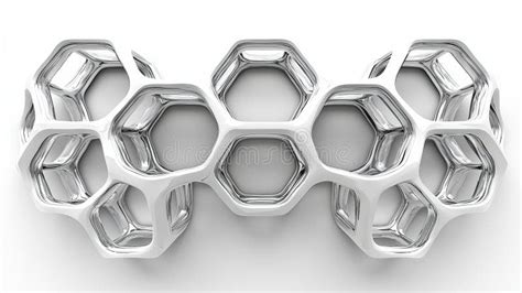 Modern Abstract Design With Interconnected Hexagonal Shapes In A Sleek Metallic Finish Stock