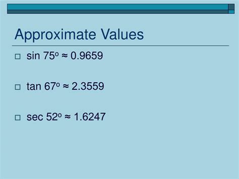 PPT Evaluating Trig Functions Exact And Approximate Values PowerPoint Presentation ID