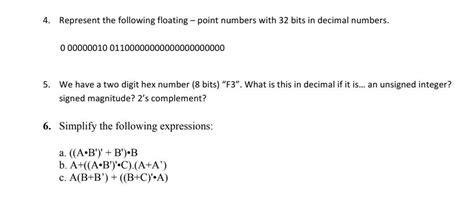 Solved Represent The Following Floating Point Numbers Chegg