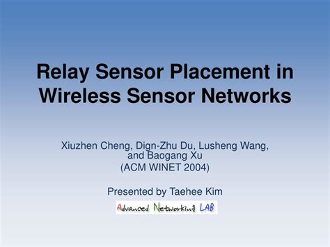 Ppt Relay Sensor Placement In Wireless Sensor Networks Powerpoint