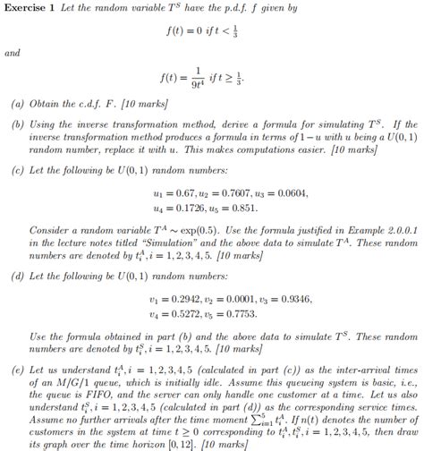 solved exercise 1 let the random variable ts have the p d f