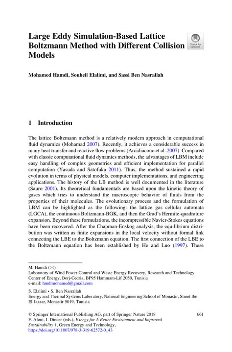 Pdf Large Eddy Simulation Based Lattice Boltzmann Method With