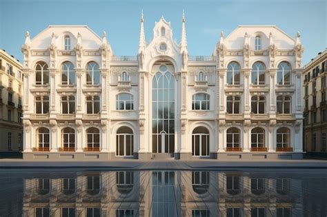 Premium Ai Image A 3d Rendering Of A Building With A Reflection Of The Building In The Water
