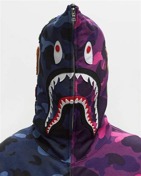 A Bathing Ape Color Camo Separate Shark Fz Hoodie Blue Purple Hoodies