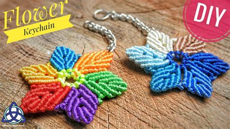 Colorful Macrame Flower Keychain And Macrame Leaf Tutorial Youtube