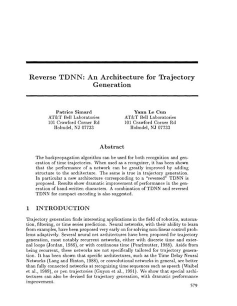 Pdf Reverse Tdnn An Architecture For Trajectory Generation · Reverse Tdnn An Architecture