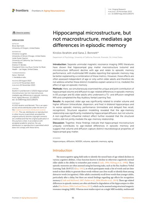 Pdf Hippocampal Microstructure But Not Macrostructure Mediates Age