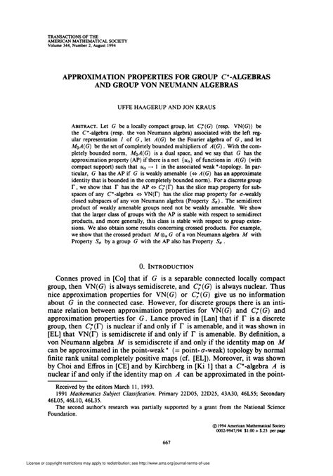 Pdf Approximation Properties For Group C∗ Algebras And Group Von