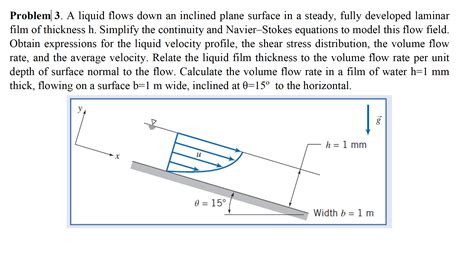 [solved] problem 3 a liquid flows down an inclined plane surface in