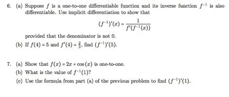solved 6 a suppose f is a one to one differentiable