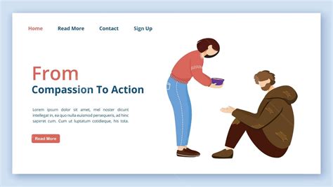 Compassion To Action Vector Template For Landing Page Vector Layout