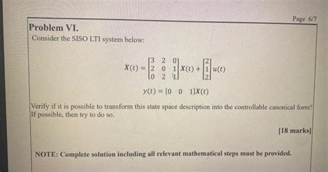 Solved Problem Vi Consider The Siso Lti System Below