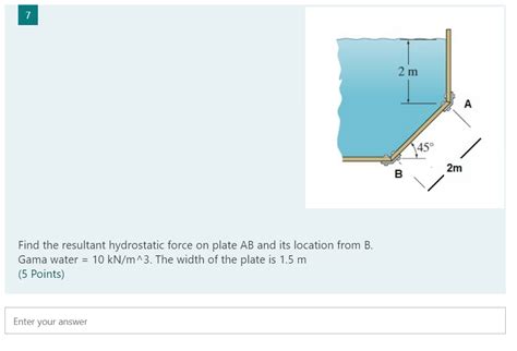 solved 7 2 m 2m b find the resultant hydrostatic force on