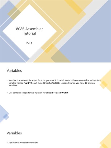 8086 assembler tutorial part 2 pdf integer computer science