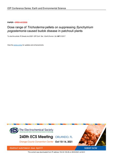 Pdf Dose Range Of Trichoderma Pellets On Suppressing Synchytrium