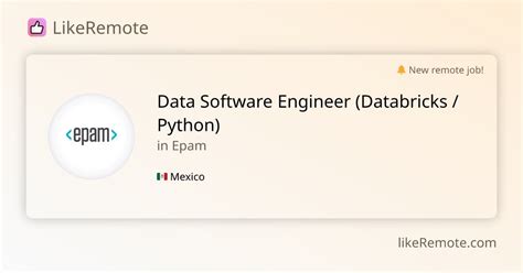 📩 Data Software Engineer Databricks Python At 🏢 Epam 📍remote Job