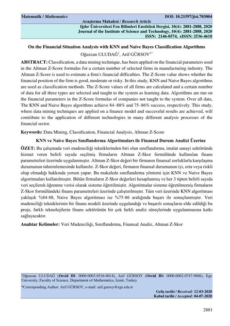 pdf on the financial situation analysis with knn and naive bayes