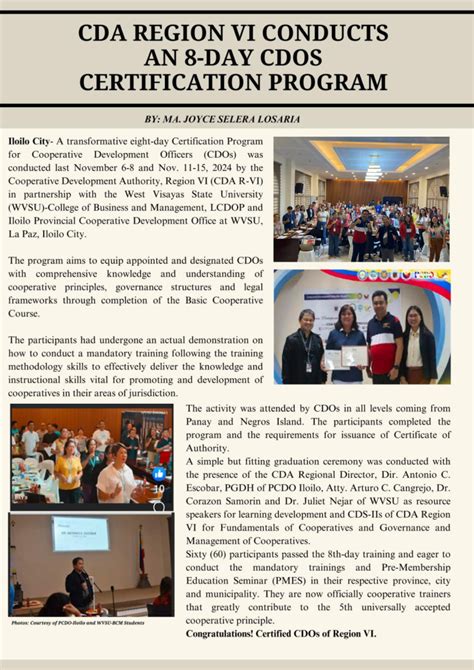 Cda Region Vi Conducts An 8 Day Cdos Certification Program Cda