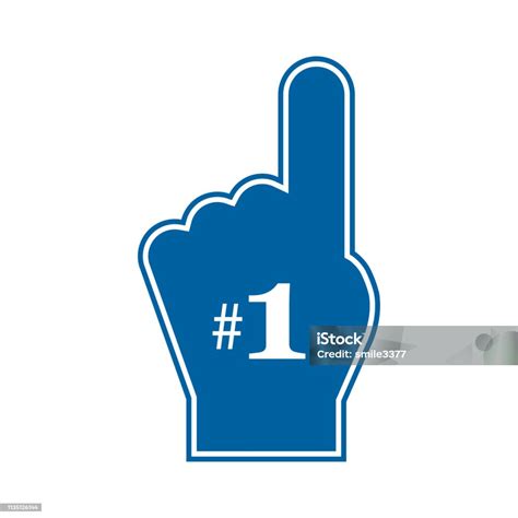 엄지 손가락 번호 1 팬 1 번 팬 파란 거품 손가락 1위에 대한 스톡 벡터 아트 및 기타 이미지 1위 격려 경쟁 Istock
