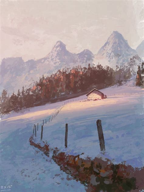 Home Nobi Original Highres Building Cabin Dawn Fence Post