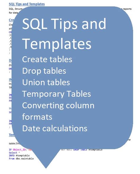 SQL Tips MYSQL Cheat Sheet SQL Queries Templates Etsy