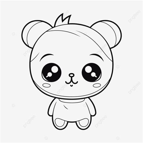 귀여운 만화 곰 색칠 공부 페이지 벡터 기본 단순 귀여운 만화 귀여운 미니 개요 흰색 배경에 고립 어린이 색칠 페이지 Png 일러스트 및 벡터 에 대한 무료 다운로드