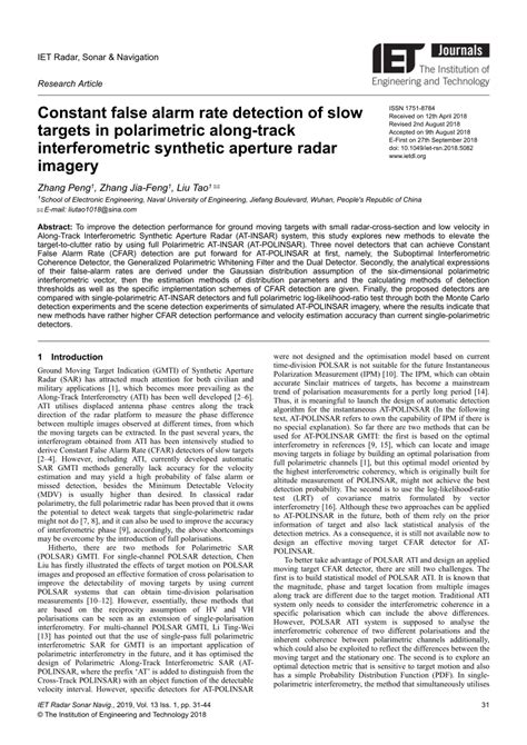 Pdf Constant False Alarm Rate Detection Of Slow Targets In