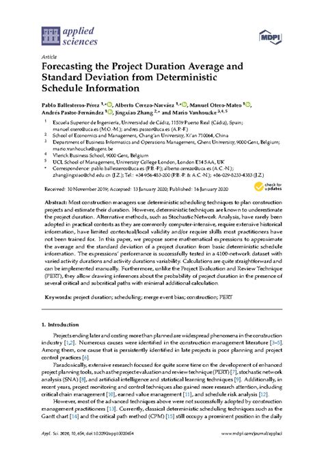 02 Forecasting The Project Duration Average And Standard Deviation From Deterministic Schedule