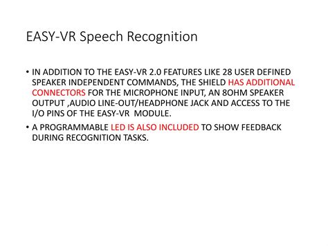 Role Of Easy Vr In Arduino Speech Processing PPTX Digital Audio Computer Software And