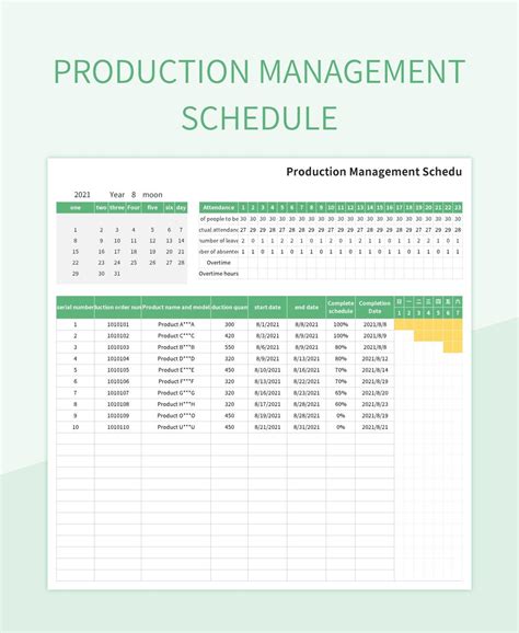Program Schedule Efficient Management For Productivity Excel Template