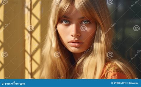 Photorealistic Teen Indian Woman With Blond Straight Hair Vintage