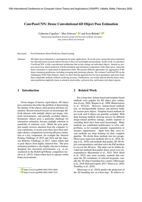 PDF ConvPoseCNN Dense Convolutional D Object Pose Estimation