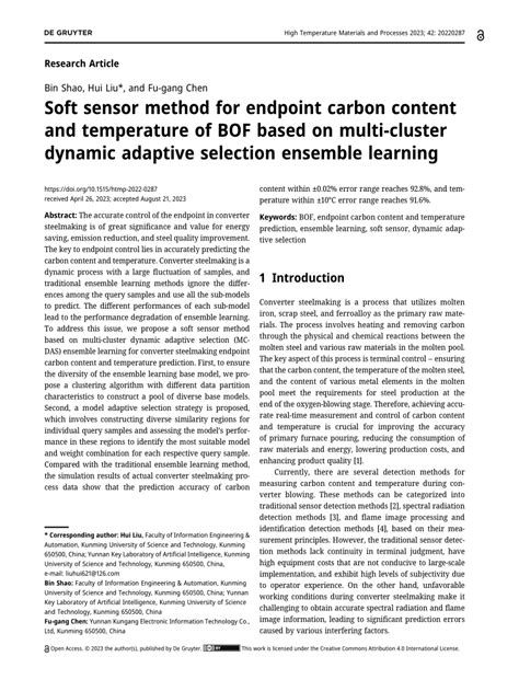 pdf soft sensor method for endpoint carbon content and temperature of