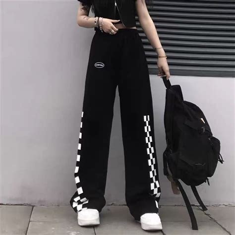체스 판 격자 무늬 와이드 레그 팬츠 여성 봄과 가을 인스타그램 패셔너블 루즈 슬리밍 스트레이트 캐주얼 하이 웨이스트 팬츠 디자인 센스 틈새 바지 Aliexpress