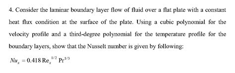 Solved 4 Consider The Laminar Boundary Layer Flow Of Fluid