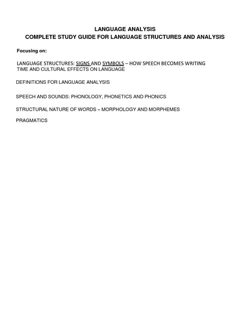 SOLUTION Language Structure And Analysis Studypool