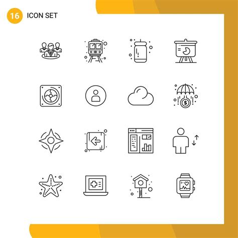 16 Universal Outlines Set For Web And Mobile Applications Hardware Graph Ketchup Sauce Pie Chart