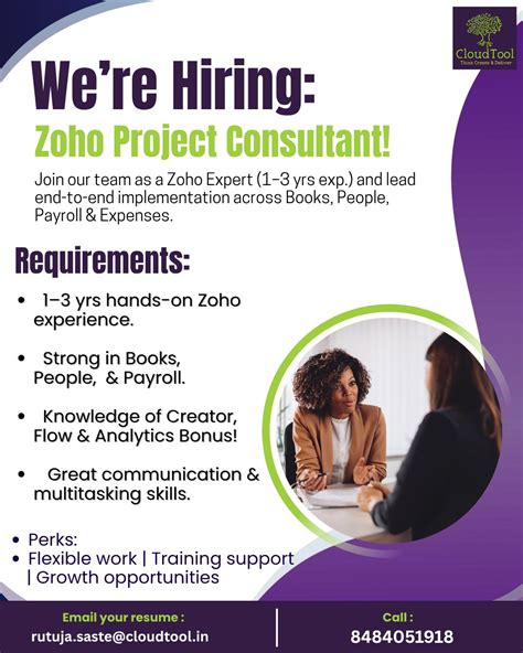 🚀 Were Hiring Zoho Project Consultant 🏢 Company Cloudtool