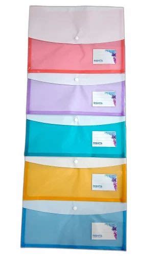 Polypropylene Multicolor Double Pocket Button Folder For Multipurpose Paper Size Fullscape At