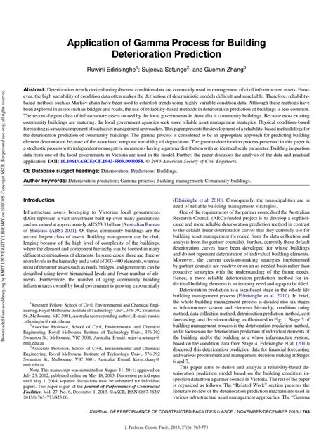 Pdf Application Of Gamma Process For Building Deterioration Prediction
