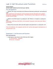 Understanding Cell Structure and Function in Biology Lab 2 | Course Hero