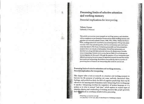 Pdf Nelson Cowan Processing Limits Of Selective Attention And
