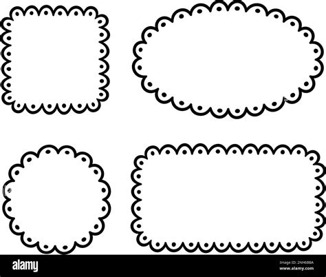 Doodle Circle And Square Scalloped Frames Hand Drawn Scalloped Edge