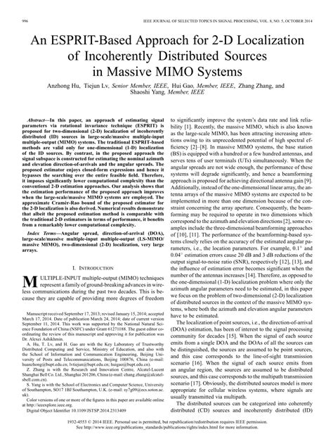 Pdf An Esprit Based Approach For 2 D Localization Of Incoherently Distributed Sources In