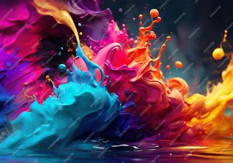 Colorful Splash Art Abstract Background Premium Ai Generated Image