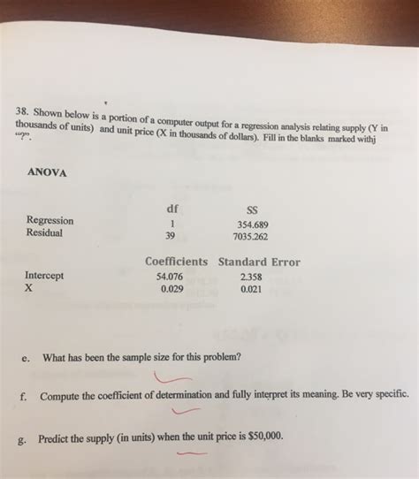 solved shown below is a portion of a computer output for a