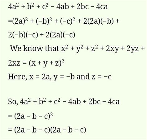 Factorize (4a² + 4ab + b² - c²) a) (a + 2b - c) b) (2a + b + c) c) (2a-b-c) d) (2a + 2b + c ...