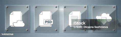 set cloud download document psd file document and cloud storage text