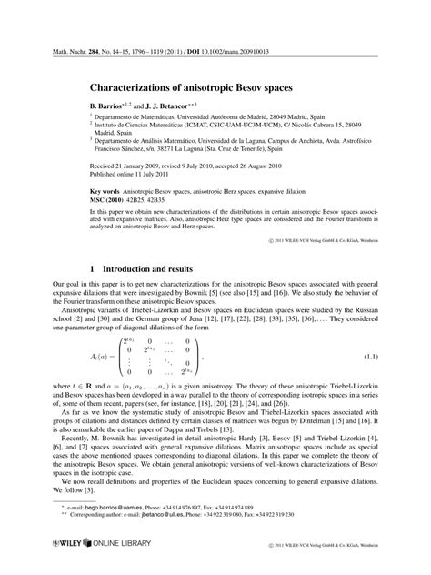 Pdf Characterizations Of Anisotropic Besov Spaces